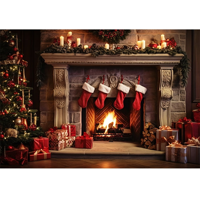 Bonvvie Christmas Photography Background Xmas Tree Snowflake Deer Santa ...