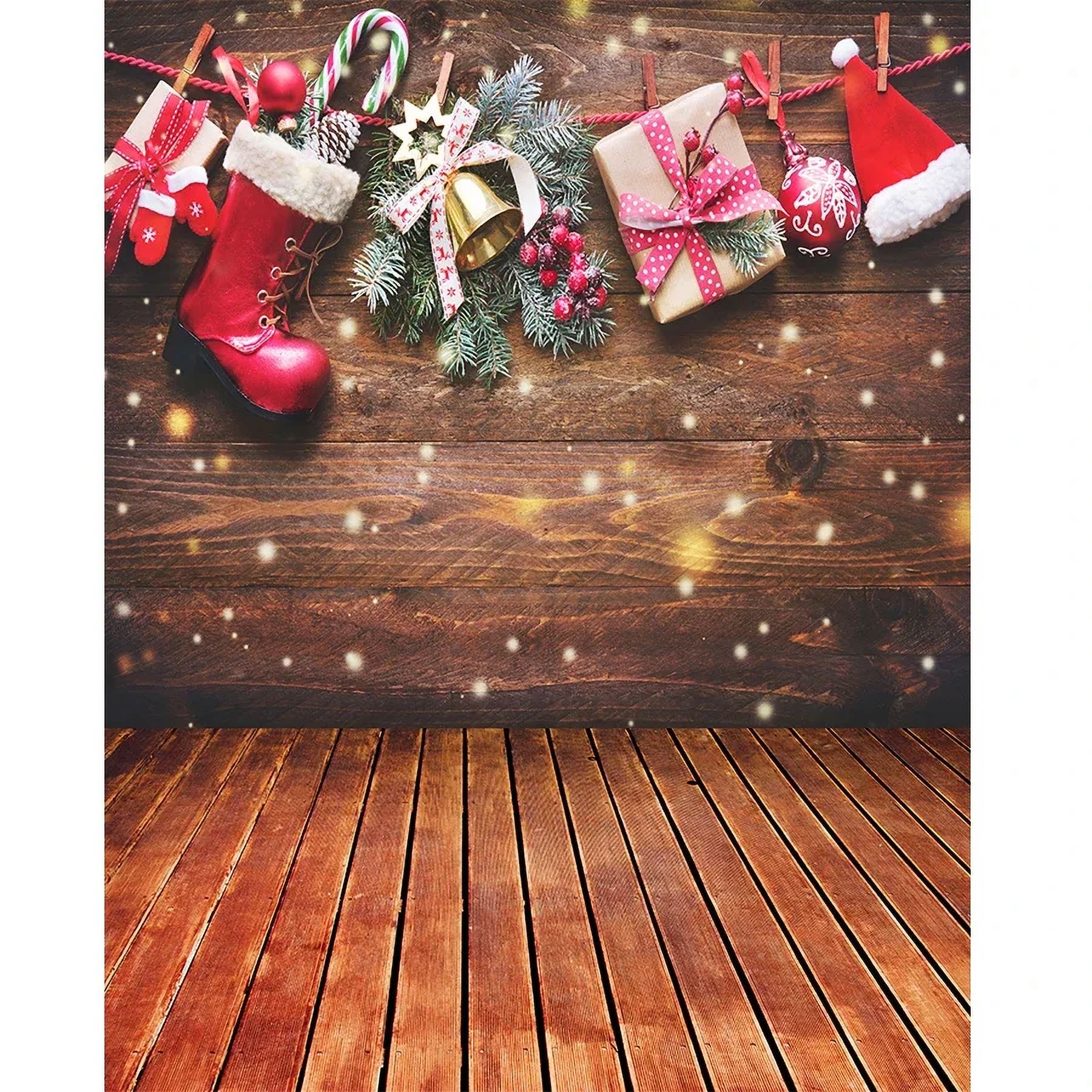 Bonvvie Photocall Backdrop Pine Tree Gift Window Fireplace Family ...