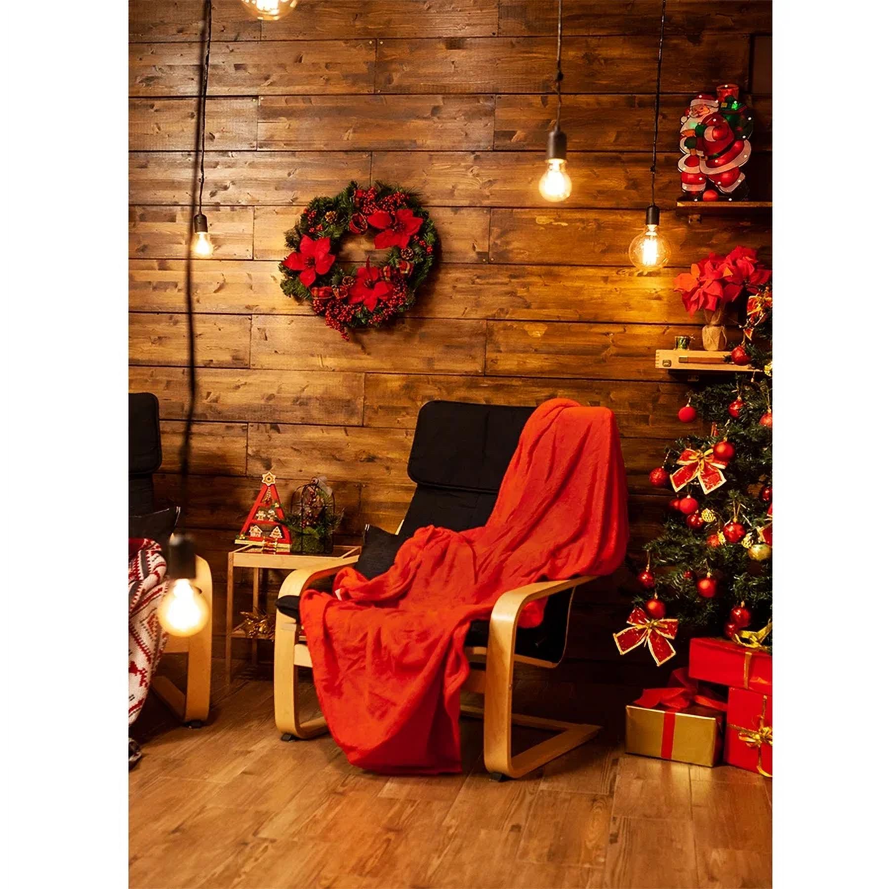 Bonvvie Photocall Backdrop Pine Tree Gift Window Fireplace Family ...