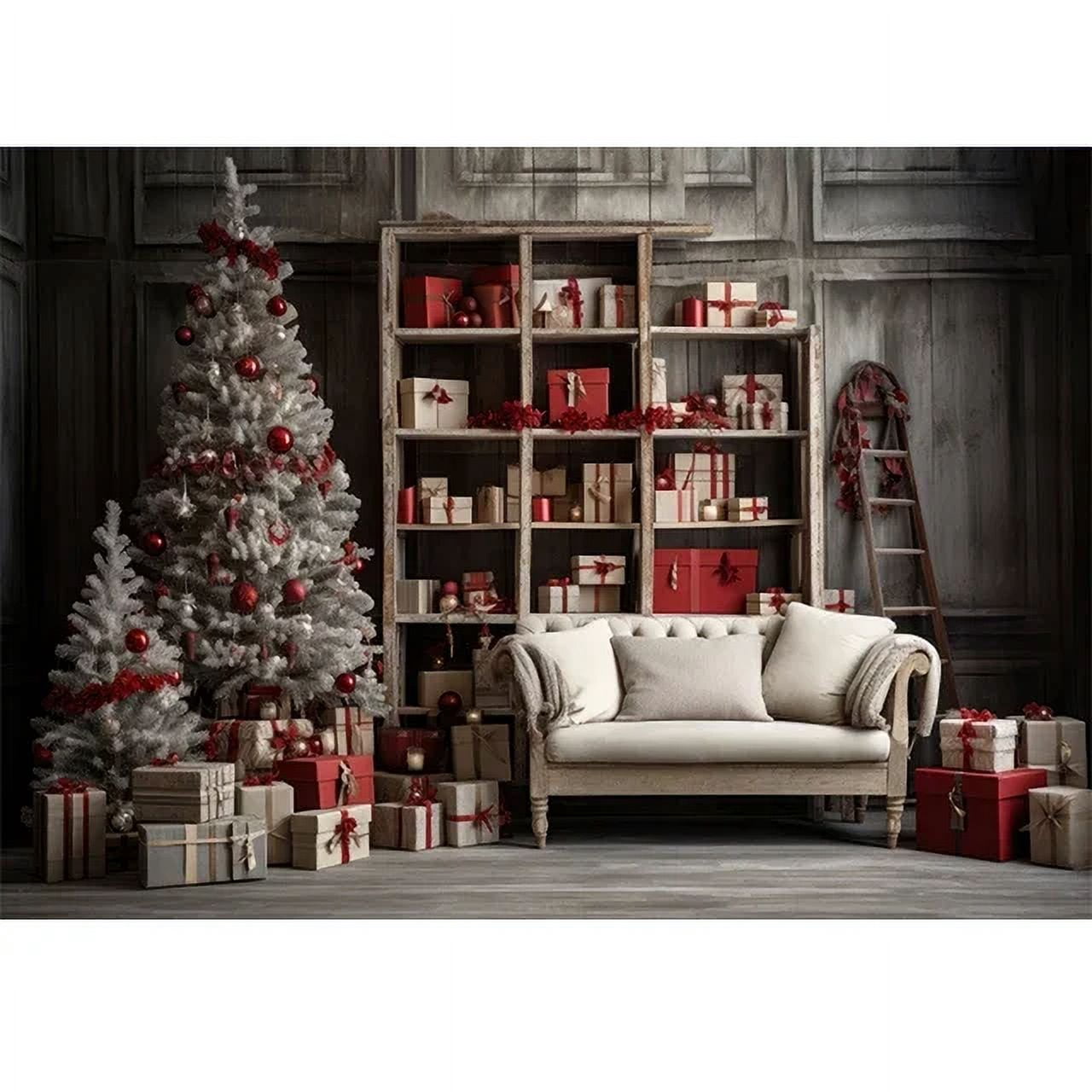 Bonvvie Photography Background Vintage Indoor Tree Gifts Party Family r ...