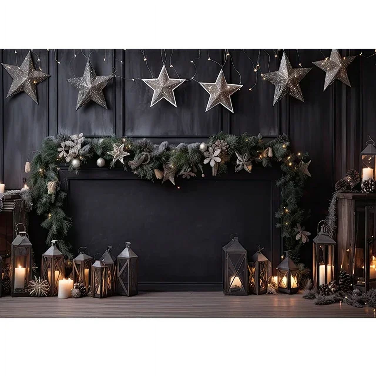 Bonvvie Photography Background Xmas Tree Fireplace Stocking Window Kids ...