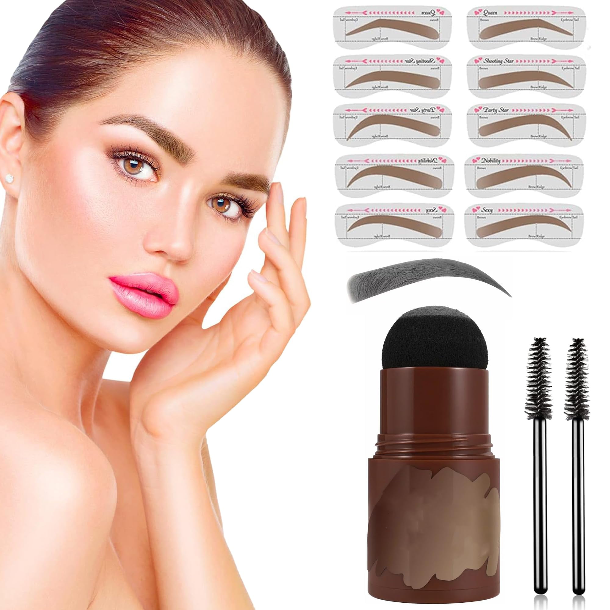 Bonzella Eyebrow Stencil And Stamp Shaping Kit,Eyebrow Powder Stamp ...