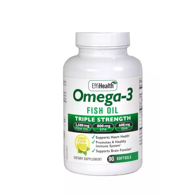 Bonzelo EffiHealth Omega 3 Fish Oil - Triple Strength Fish Oil - 2500mg 800 EPA 600 DHA ...