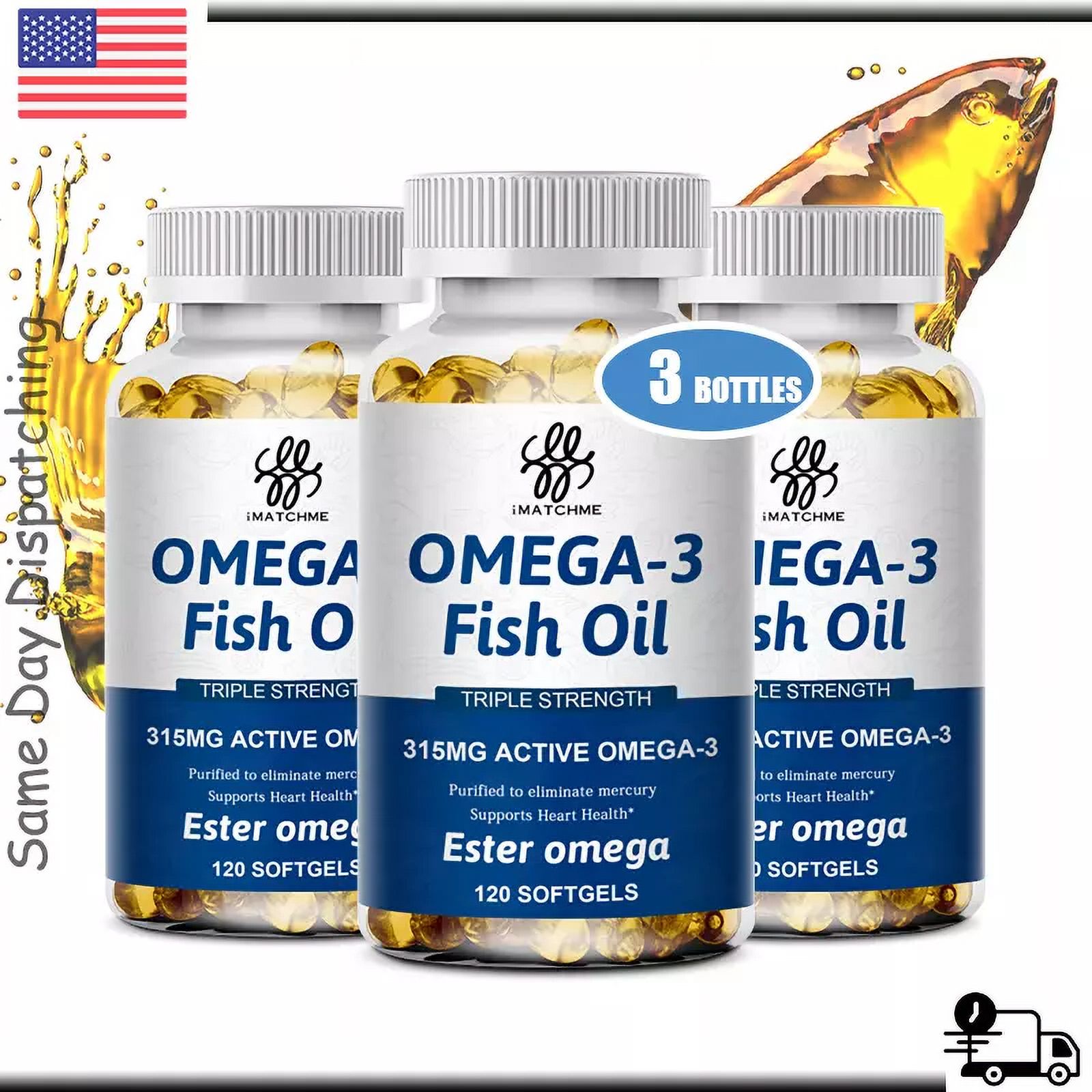 Bonzelo Fish Oil Softgels, DHA & EPA Supplement Omega 3 Fish Oil ...