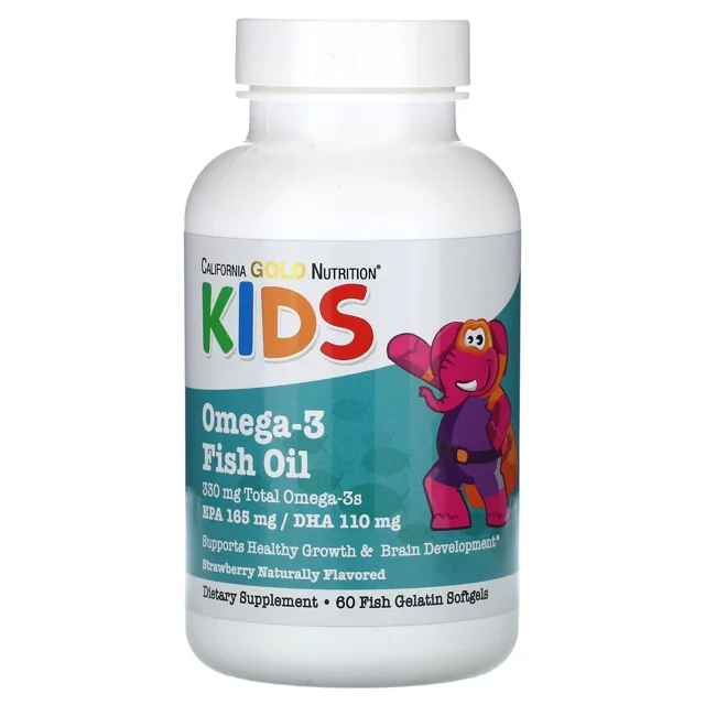 Bonzelo Kid’s Omega-3 Fish Oil, Natural Strawberry, 60 Fish Gelatin ...
