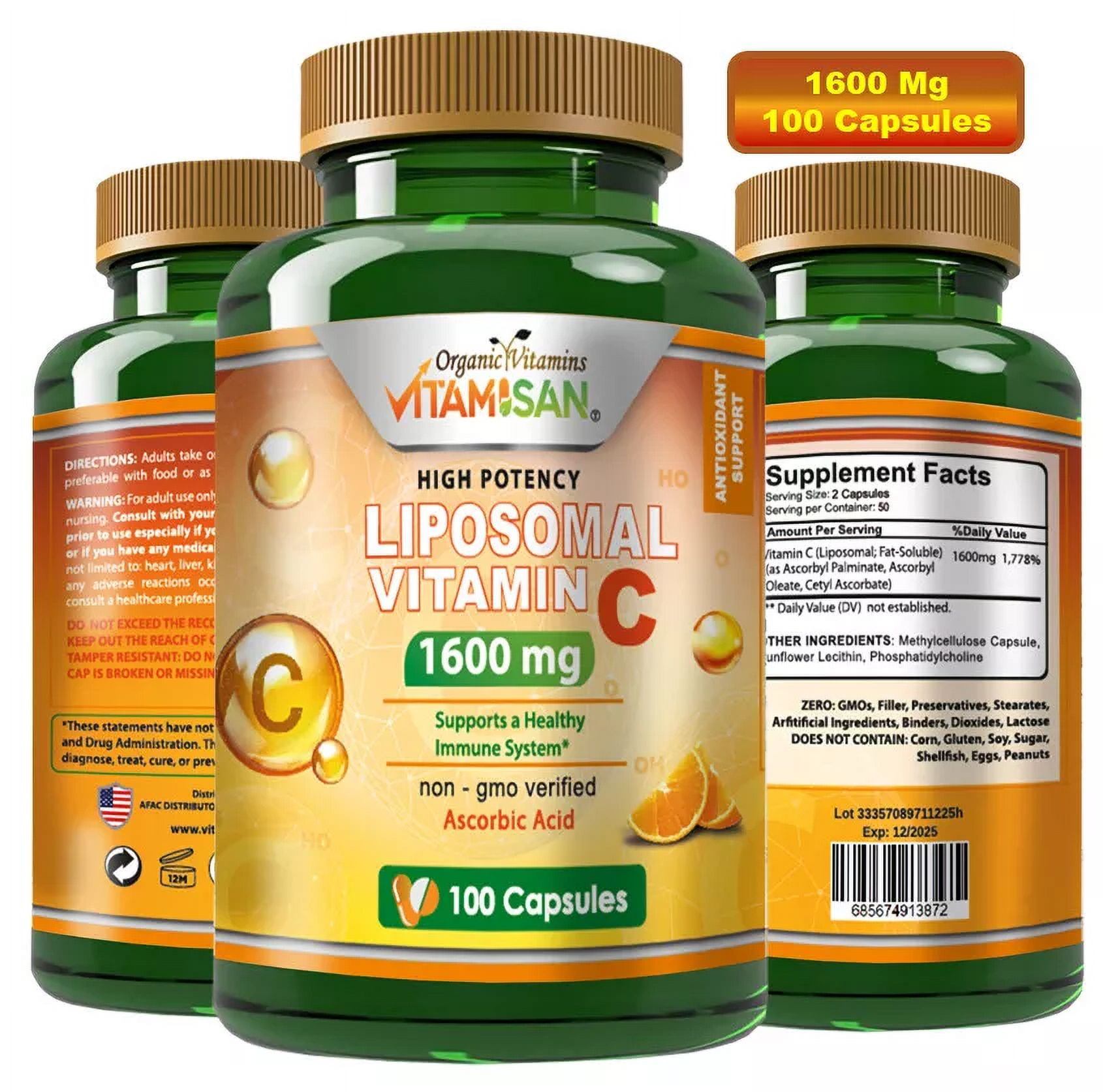 Bonzelo Liposomal Vitamin C 1600mg -100 Capsules Fat Soluble VIT C FAST ACTING NO GMO # Catalogs ...