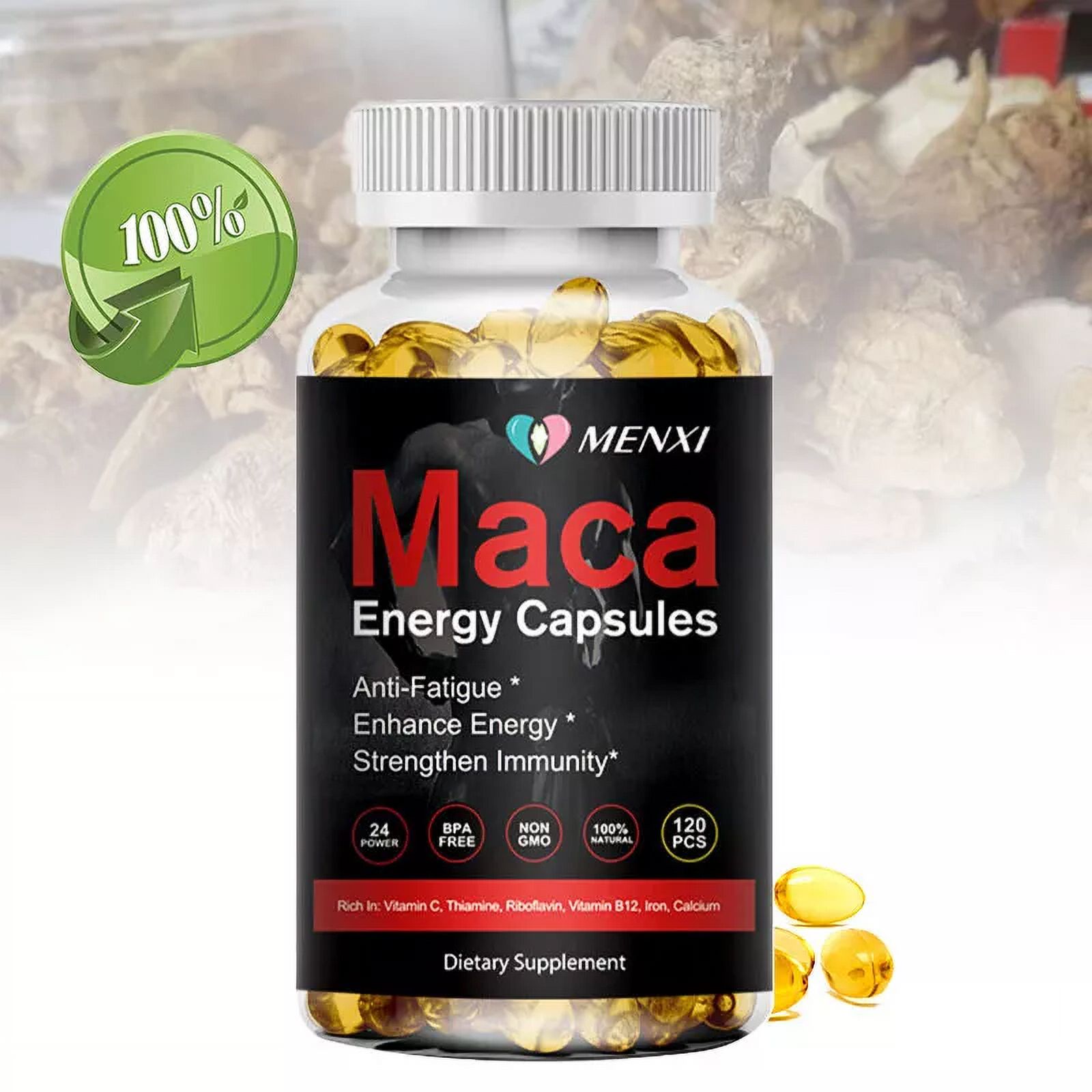 Bonzelo MACA ROOT Capsules 120 Pills Peruvian Maca Extract for Men ...