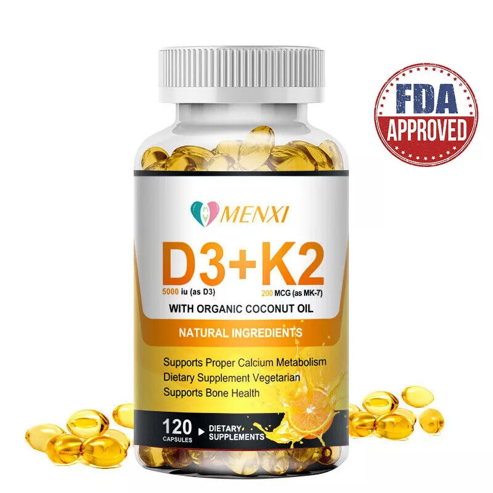 Nutriflair K2 Vitamin D3 120 Vitamin D3 + K2 (MK-7) Capsules 250mcg For ...