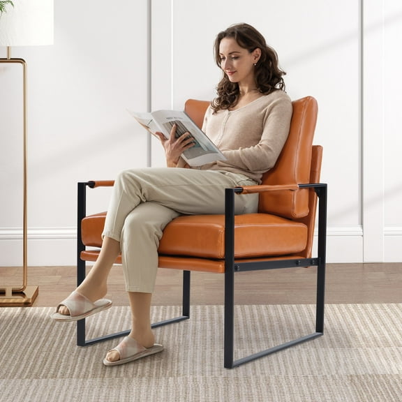 Comfortable Living Chair / Soft Leather Upholstery, Metal Frame ...