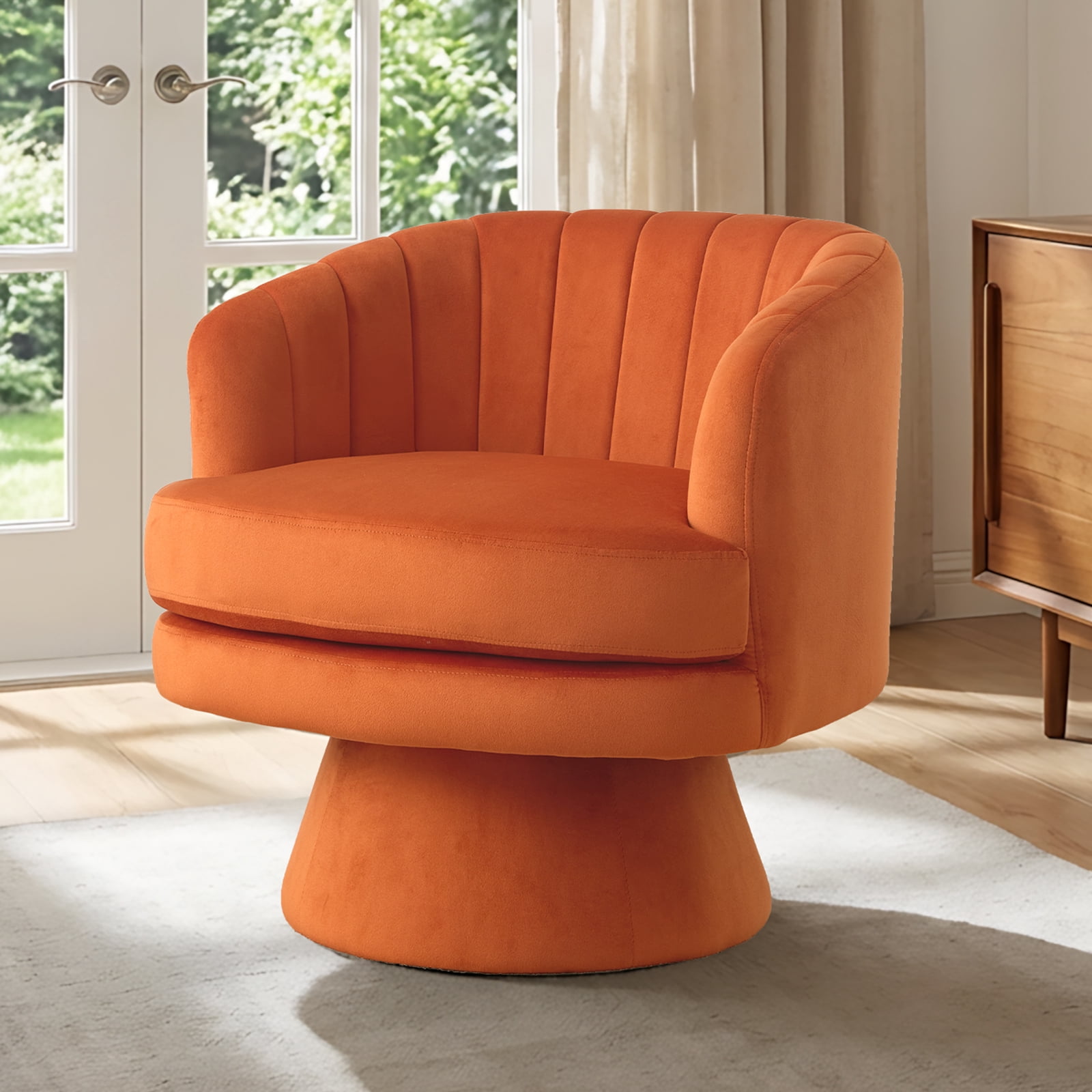 Bonzy Home 29" Swivel Chair, 360° Modern Barrel Rotating Sherpa Teddy ...