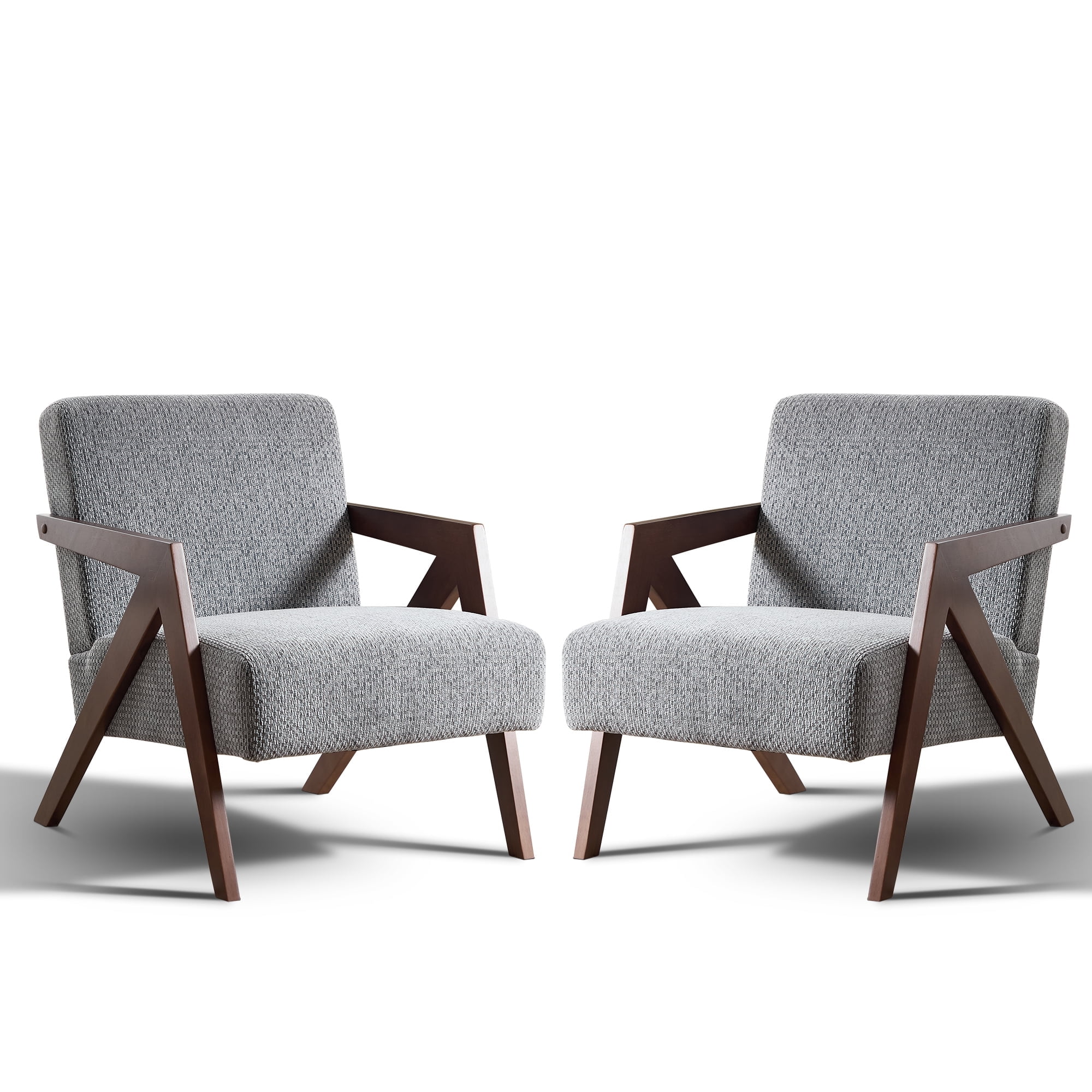 Bonzy Home Modern Accent Chairs Set of 2 – Small Plaid Fabric Armchairs ...
