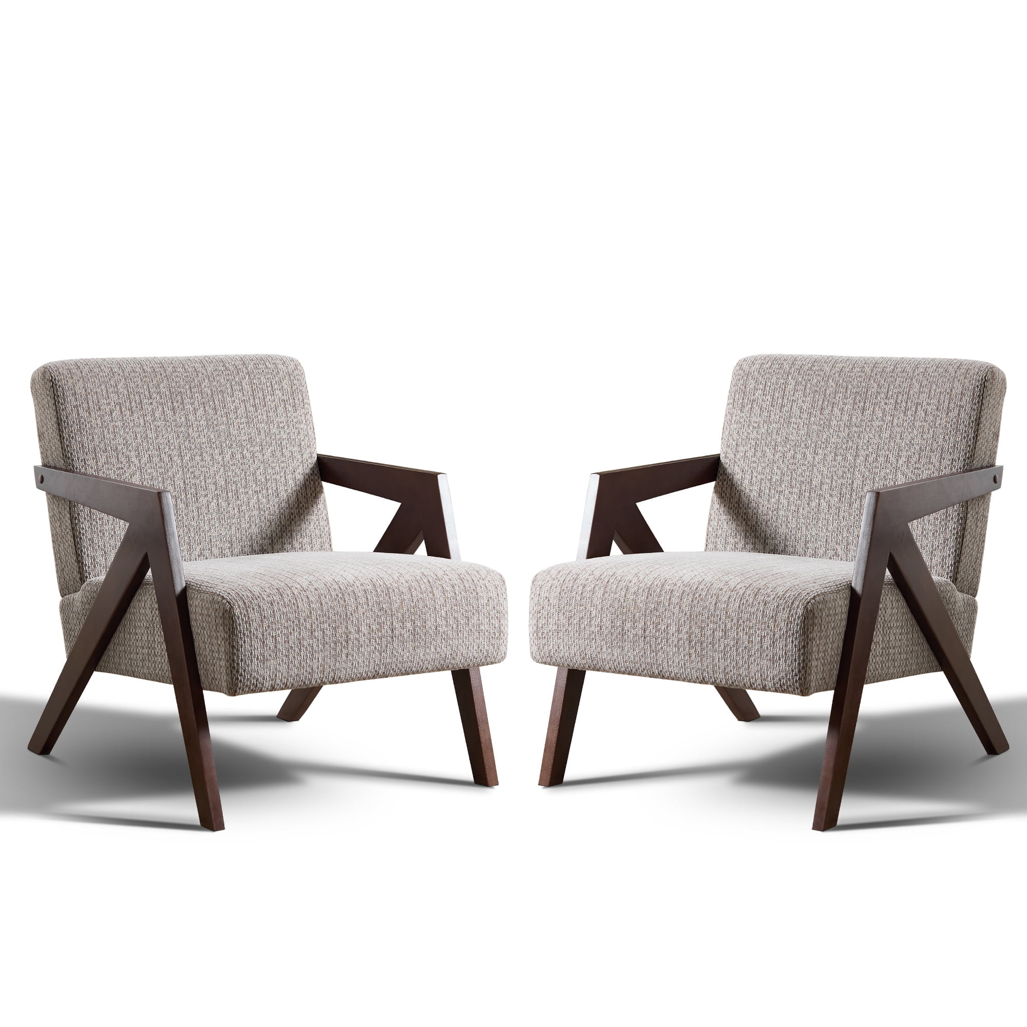 Bonzy Home Modern Accent Chairs Set of 2 – Small Plaid Fabric Armchairs ...