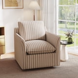Bonzy Home 360° Swivel Chair with Thick Cushion – Brown Stripe Fabric ...