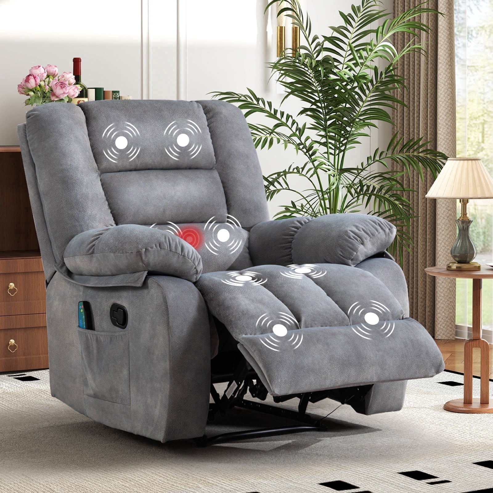 Bonzy Home 40" Wide Adult Contemporary Solid Color Velvet Manual ...
