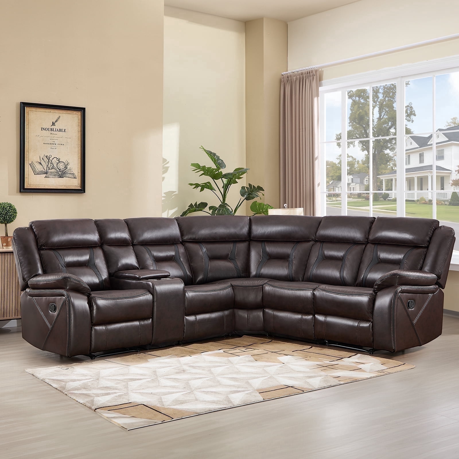 Bonzy Home 5‑Seat Reclining Chair Sofa with Center Console, Hidden ...