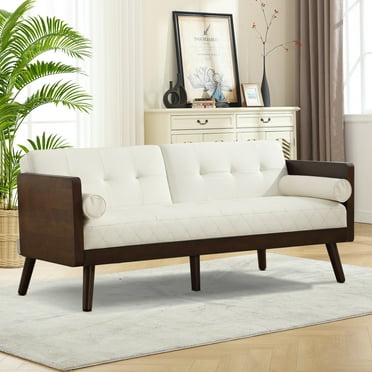 Lifestyle Solutions Lorelei Mid-Century Modern Sofa, Caramel Brown Faux Leather - Walmart.com