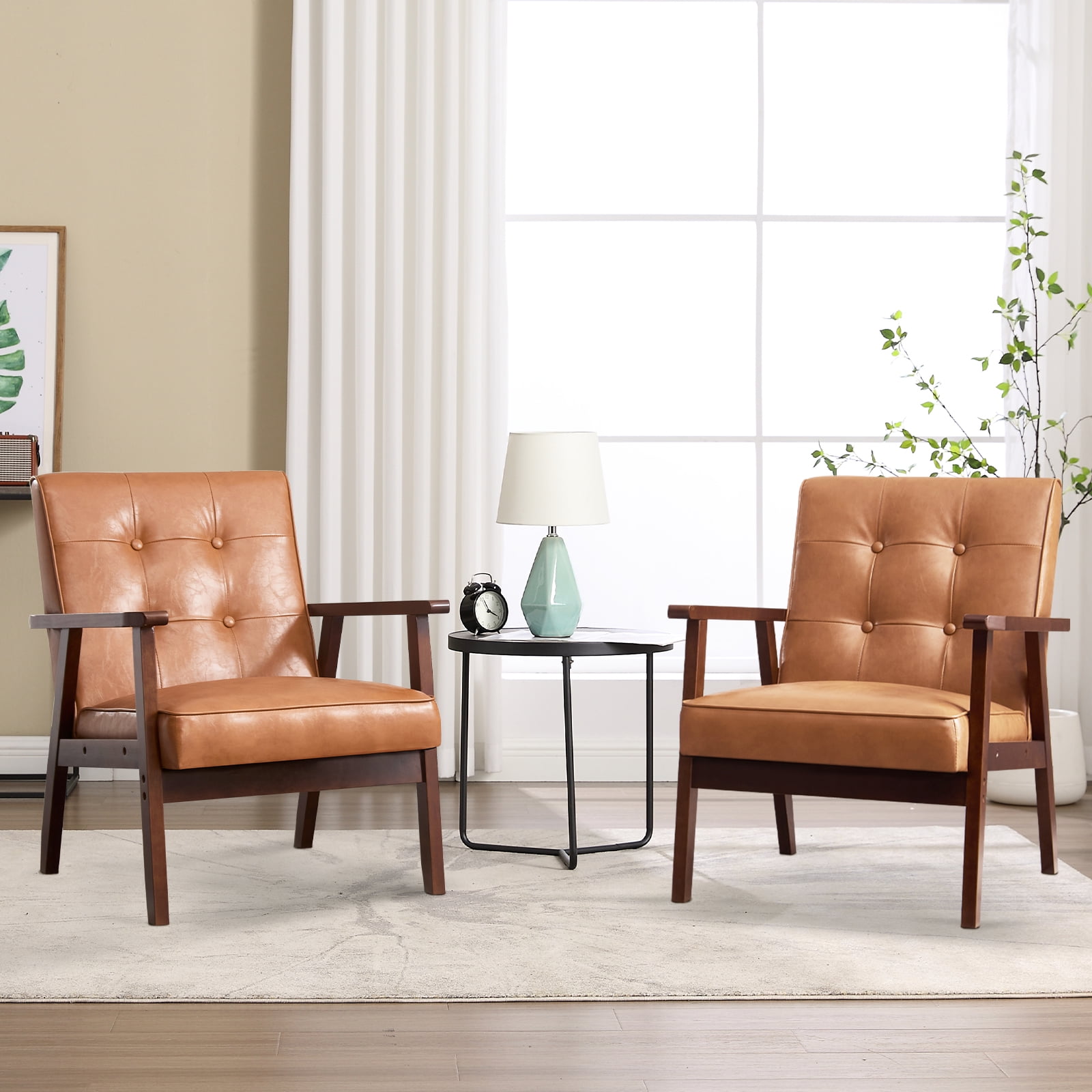 Bonzy Home Accent Chair Set of 2 Mid Century Modern Upholstered ...