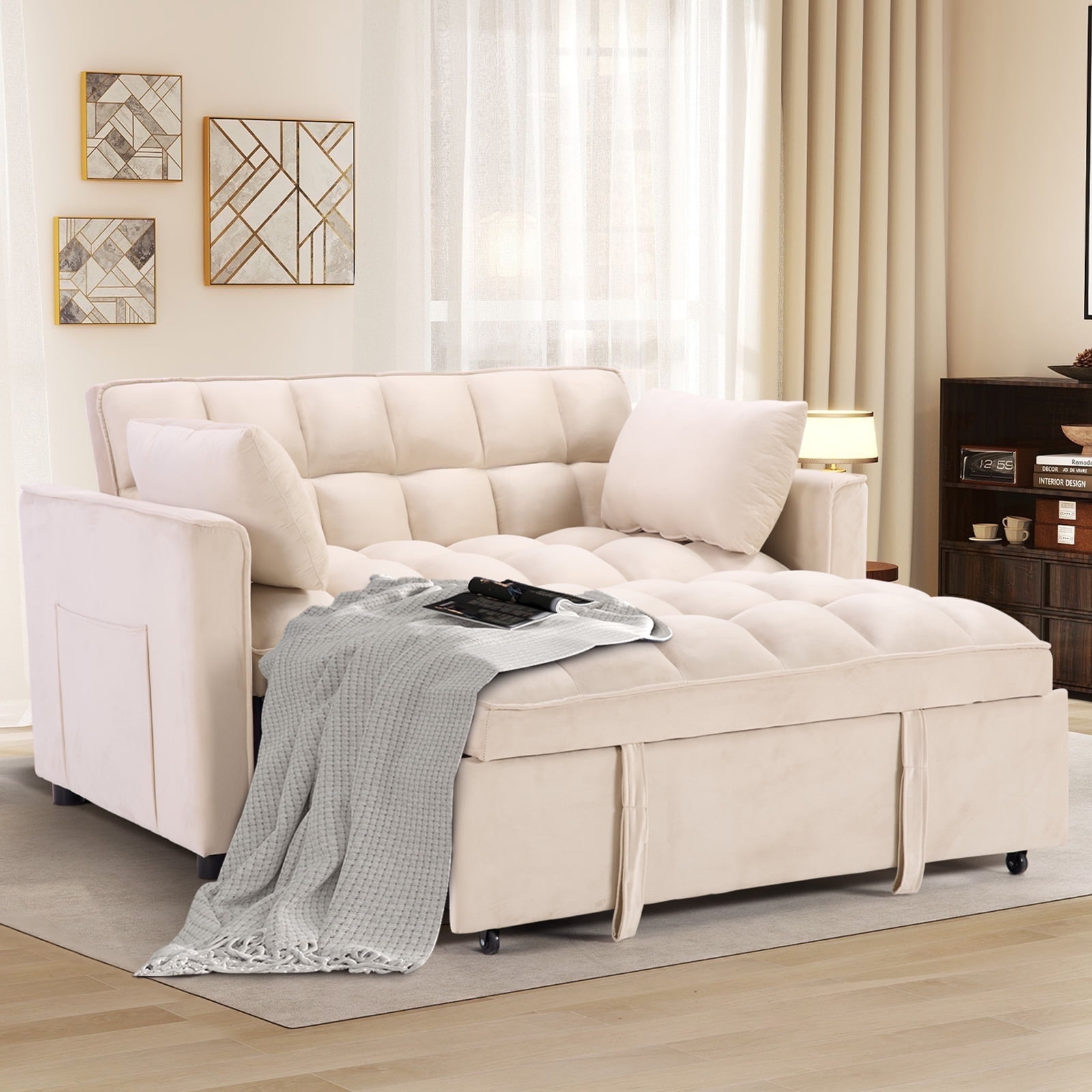Bonzy Home Convertible Sofa Bed Versatile Velvet Sofa Pullout Bed,55 ...