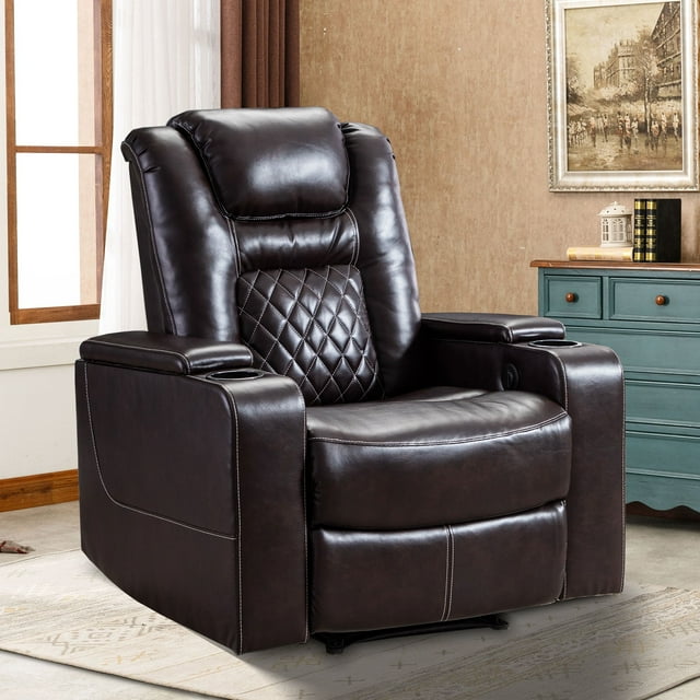 Bonzy Home Power Recliner Chair with USB, Leather Home Theater Seating ...