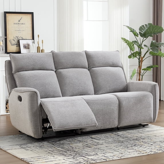 Bonzy Home Fabric 3-Seat Manual Reclining Sofa — Dual Recliner Couch ...