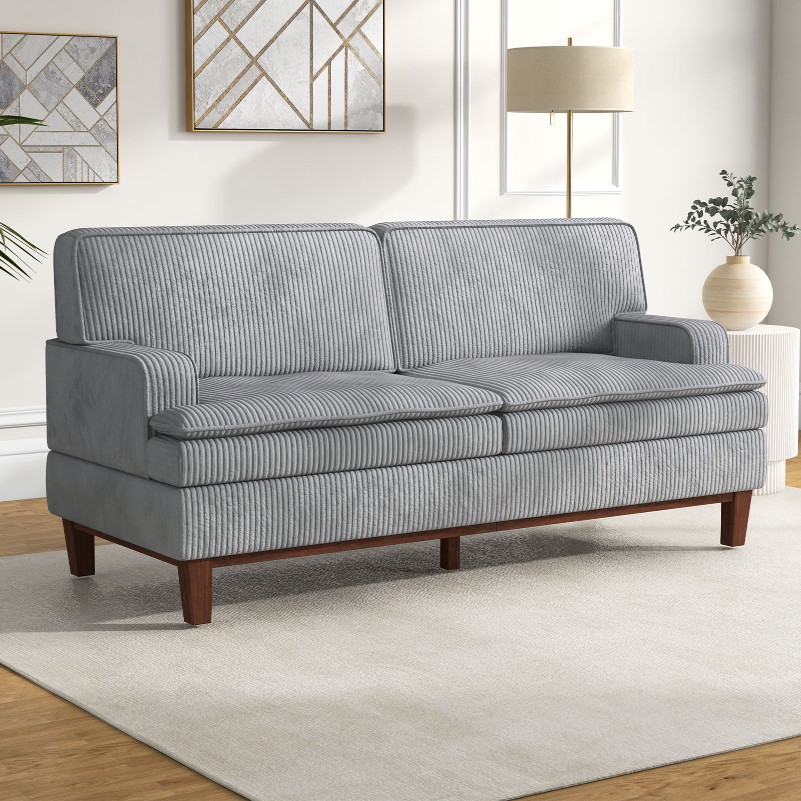 Bonzy Home Fabric Tufted Upholstered Sofa, Living Room Modern 3-Seater ...