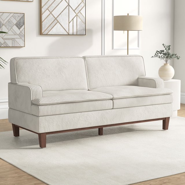 Bonzy Home Fabric Tufted Upholstered Sofa, Living Room Modern 3-Seater ...