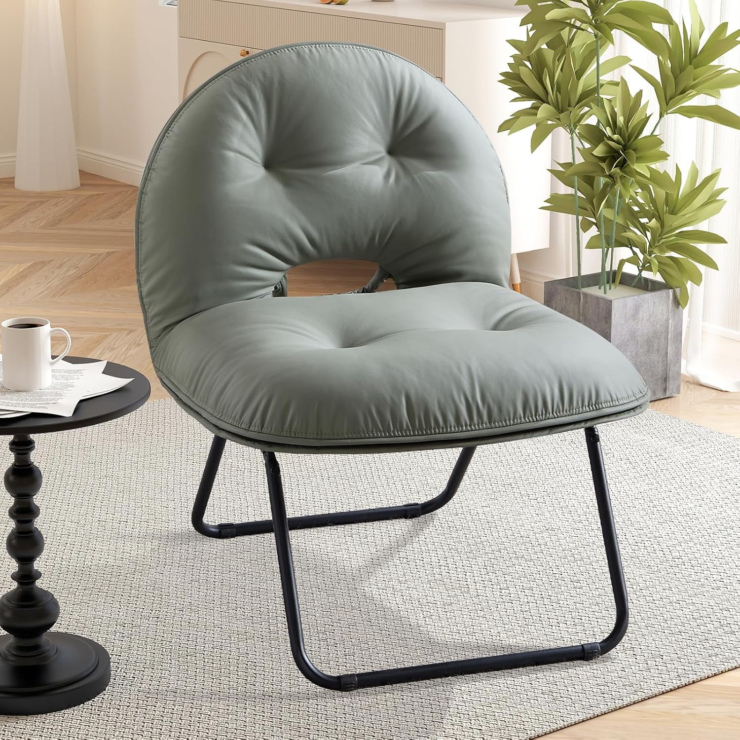 Bonzy Home Folding Faux Leather Accent Chair, Easy Clean Foldable ...