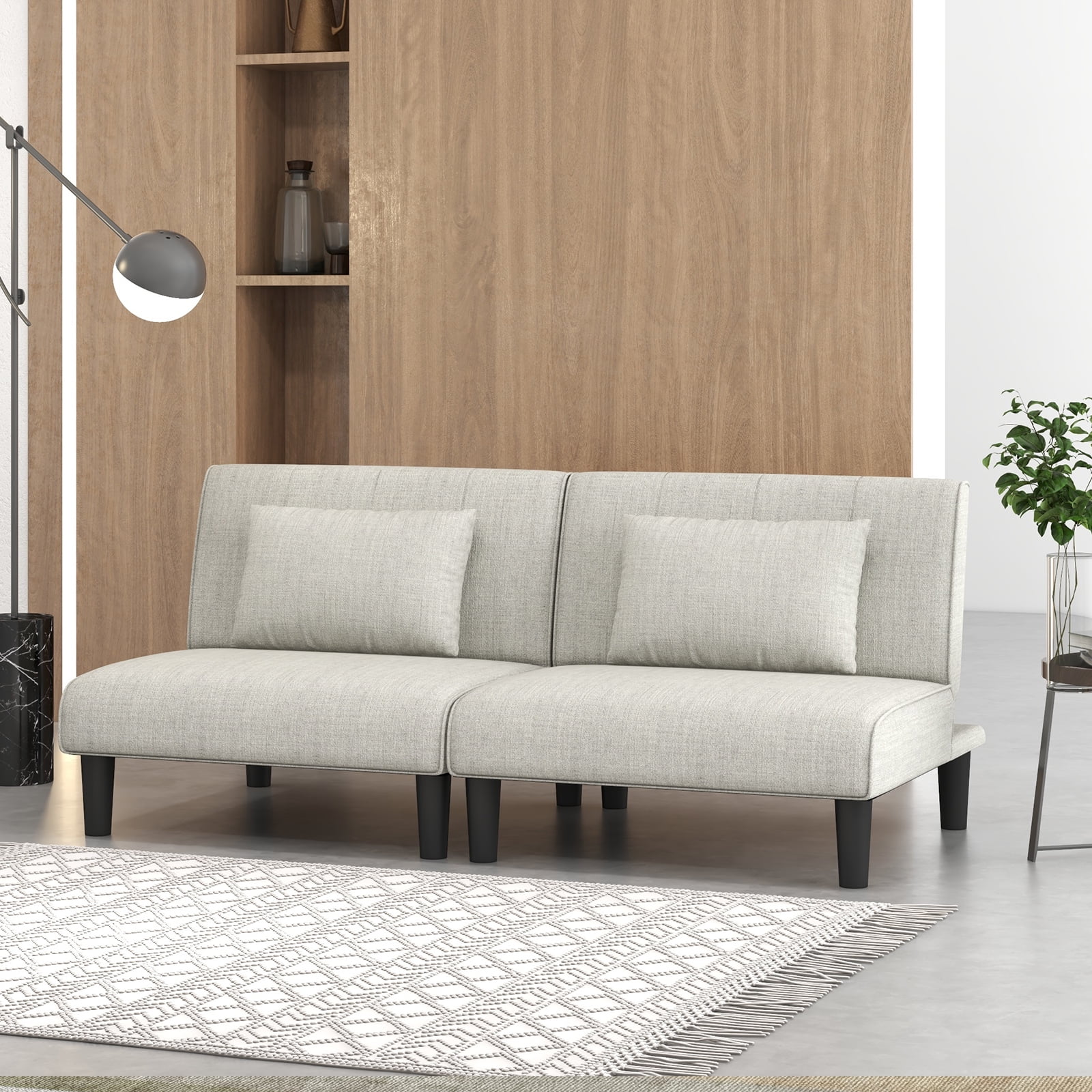 Bonzy Home Futon Versatile 2-Seater Linen Folding Sofa Bed- Elegant ...