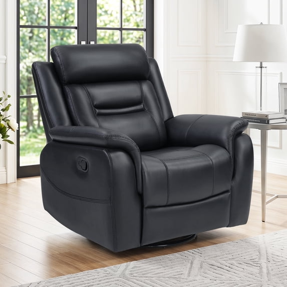 Bonzy Home Leather Recliner Chair, 360° Swivel Rocker, Manual Reclining ...