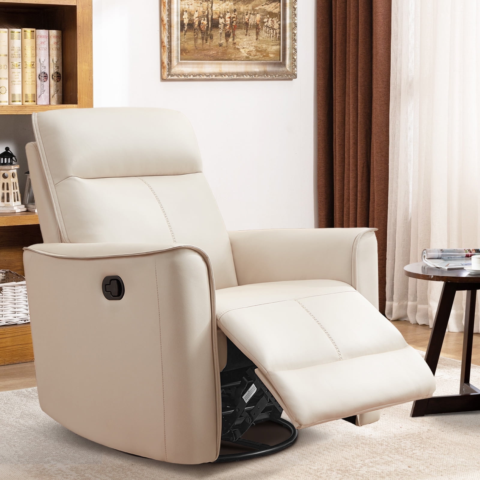 Bonzy Home Leather Swivel Recliner, 360 Degree Swivel Chair for Living ...