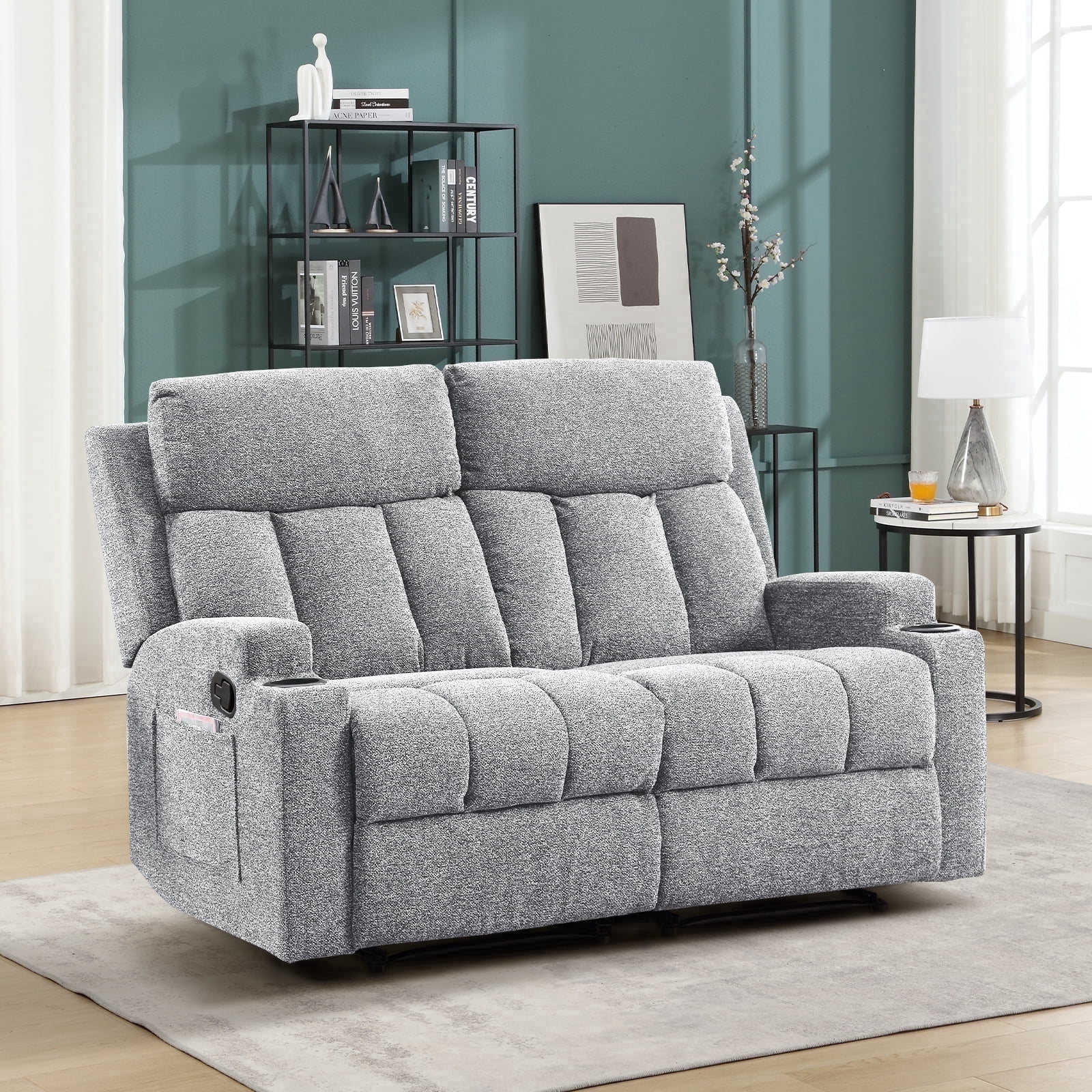 Bonzy Home Loveseat Recliner Sofa, Extra Wide 2-Seat Manual Recliner ...