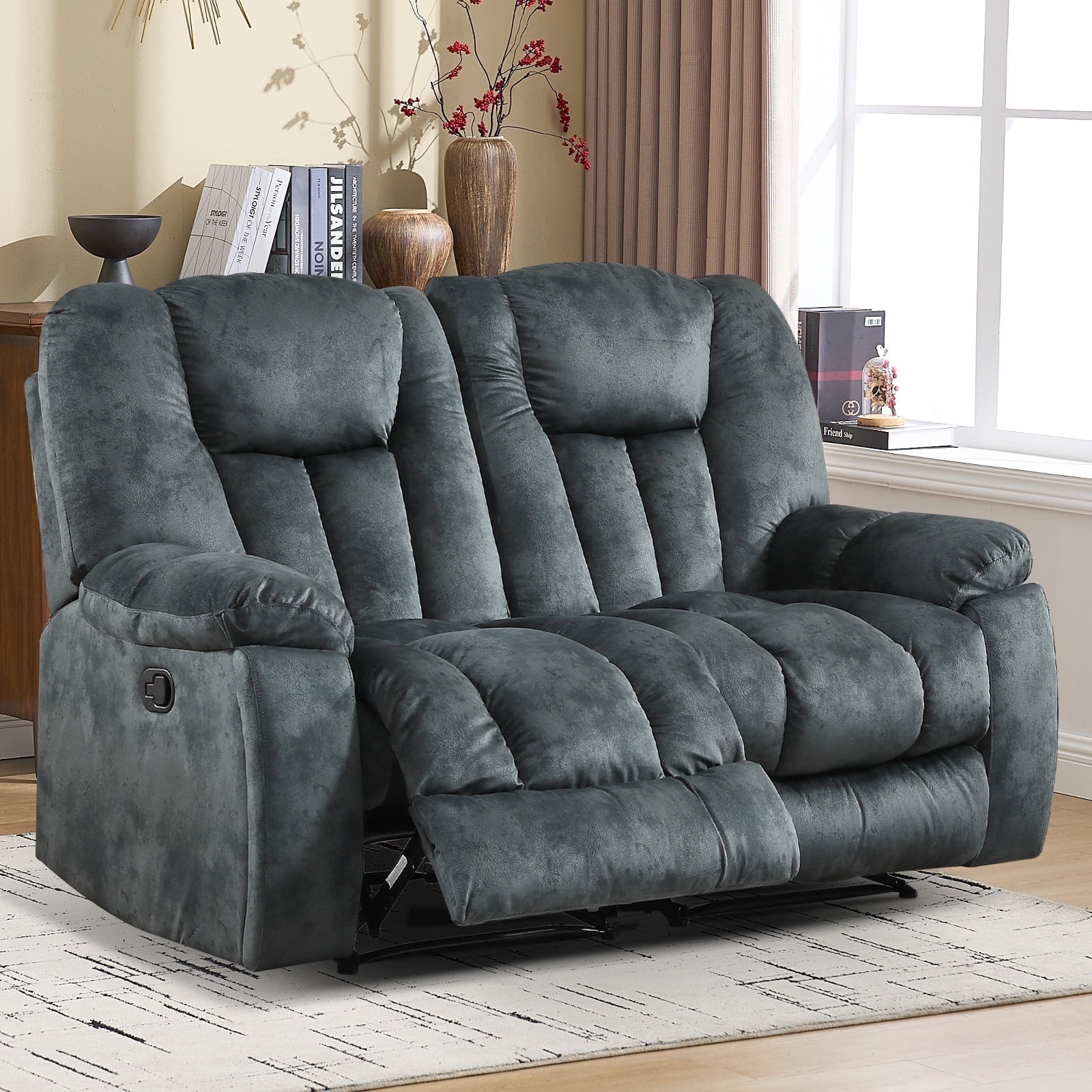 Bonzy Home Extra Wide Loveseat Recliner with Hidden Cup Holders ...