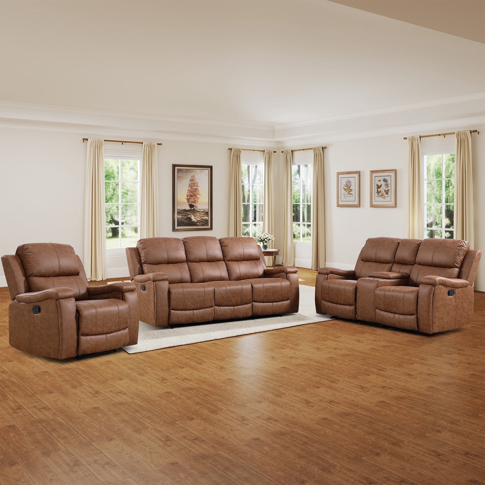Bonzy Home Manual Recliner Sofa Furniture Set, Manual Recliner Chair ...