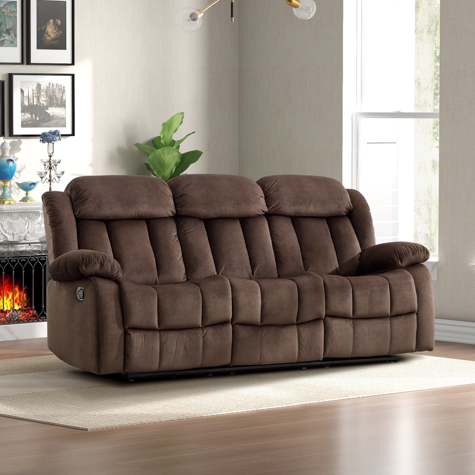 Bonzy Home Manual Reclining Sofa,3 Seat Recliner Couch Sofa with ...