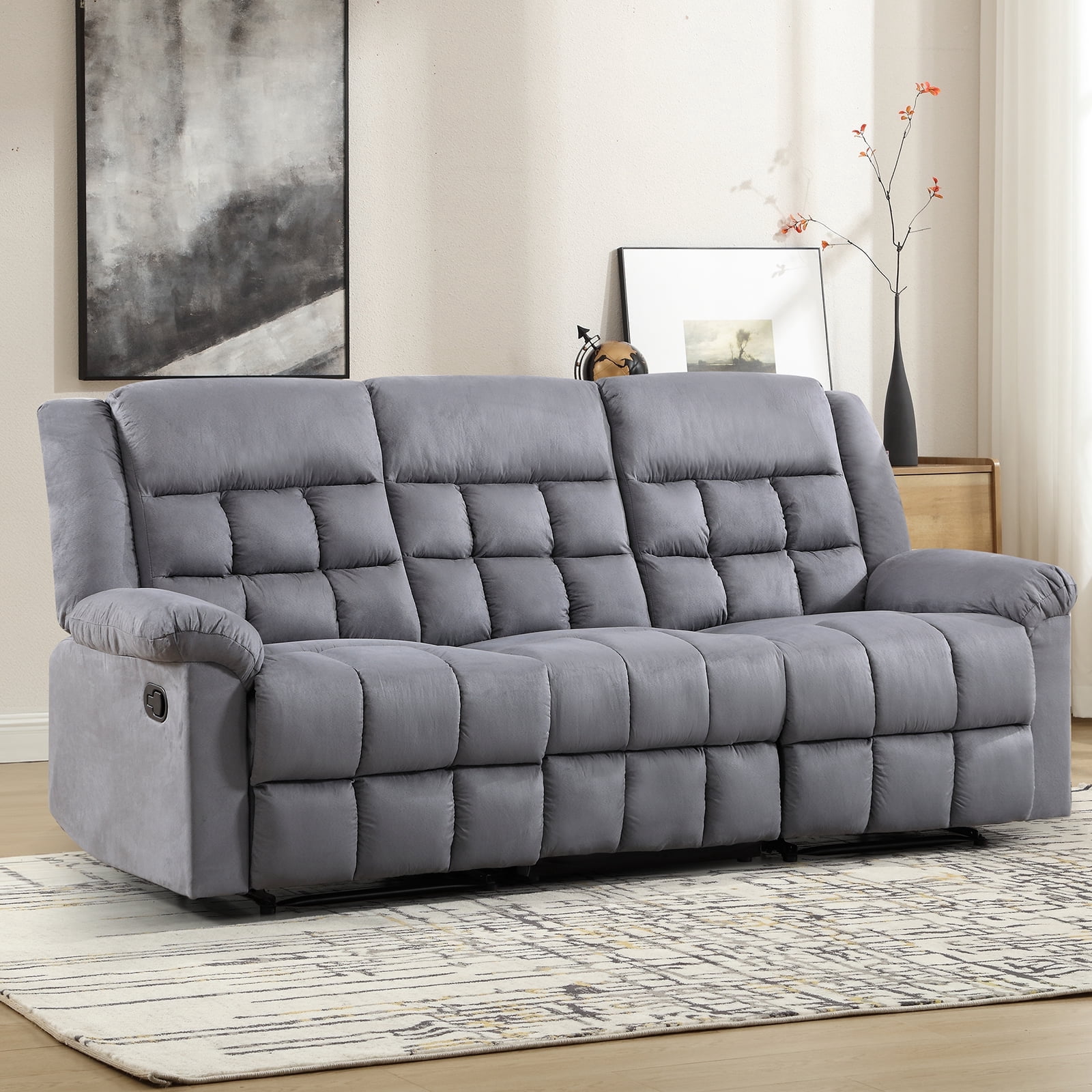 Bonzy Home Manual Reclining Sofa Adjustable Backrest,3 Seat Recliner ...