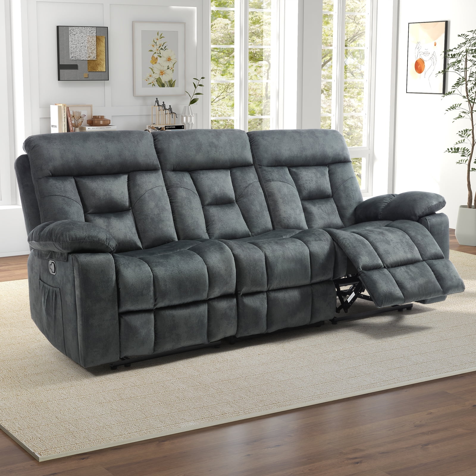 Bonzy Home Manual Reclining Sofa Adjustable Backrest,3 Seat Recliner ...