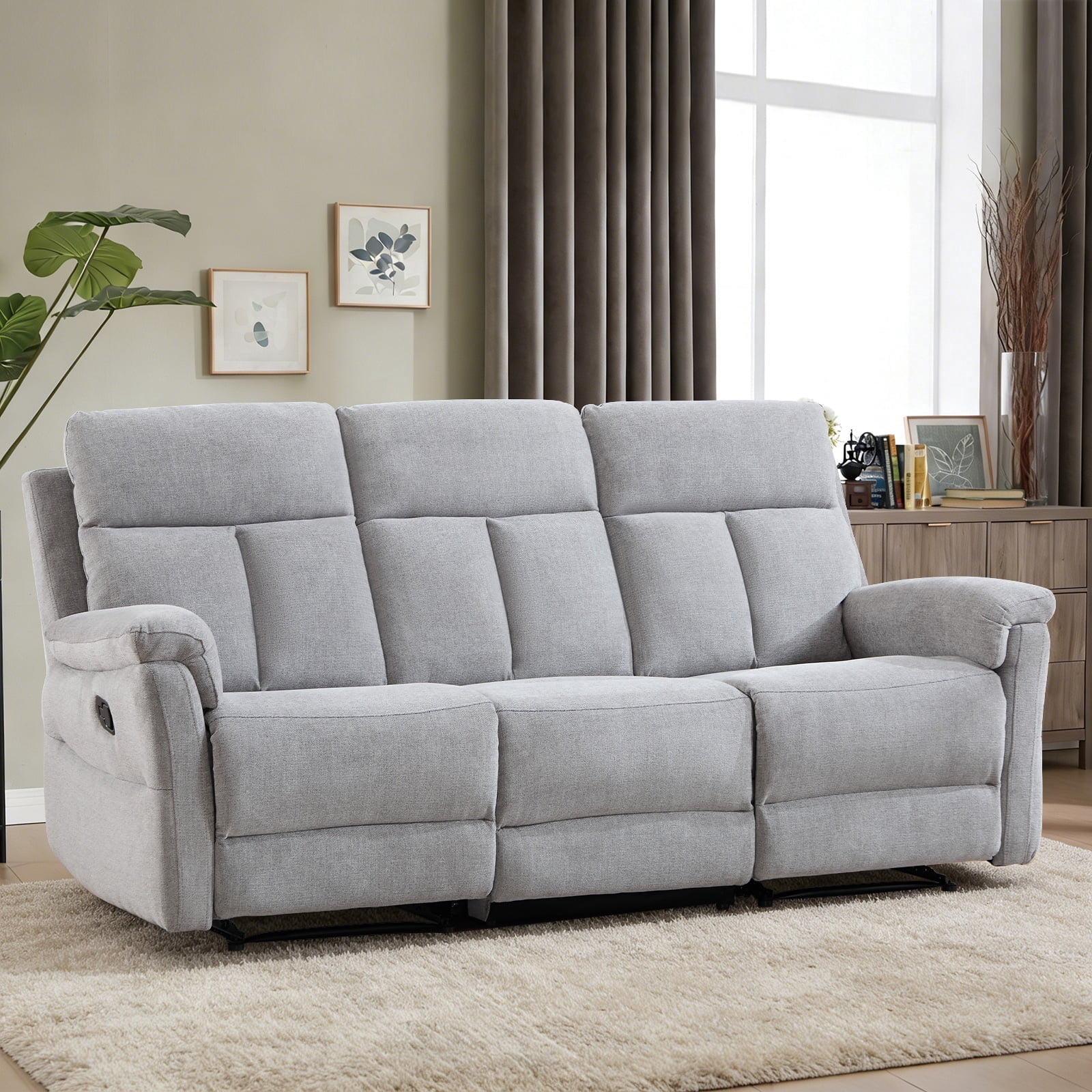 Bonzy Home Manual Reclining Sofa Set, Modern 3-Seat Recliner Sofa for ...