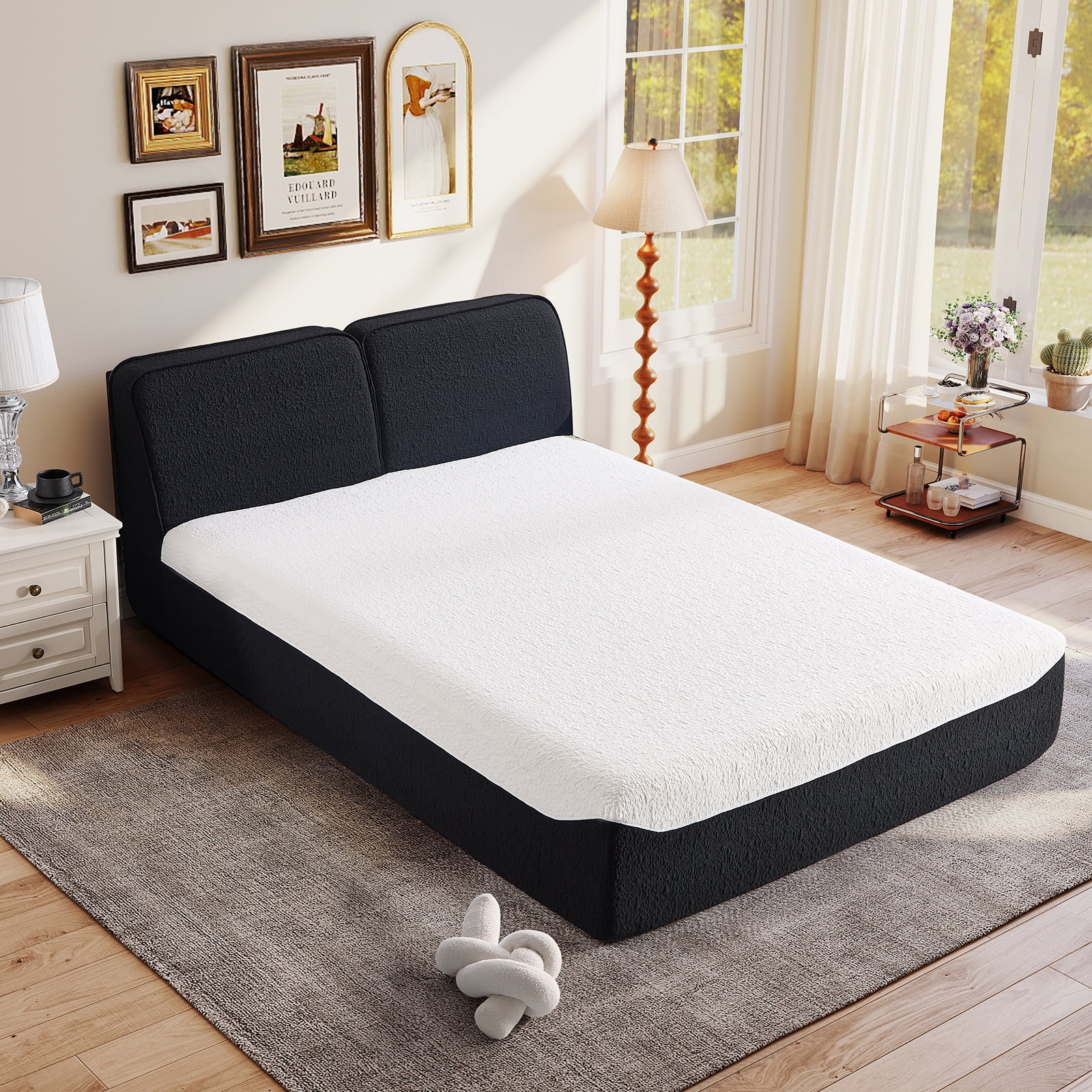 Bonzy Home Memory Foam Compress Bed with Headboard in a Box, Mattress ...
