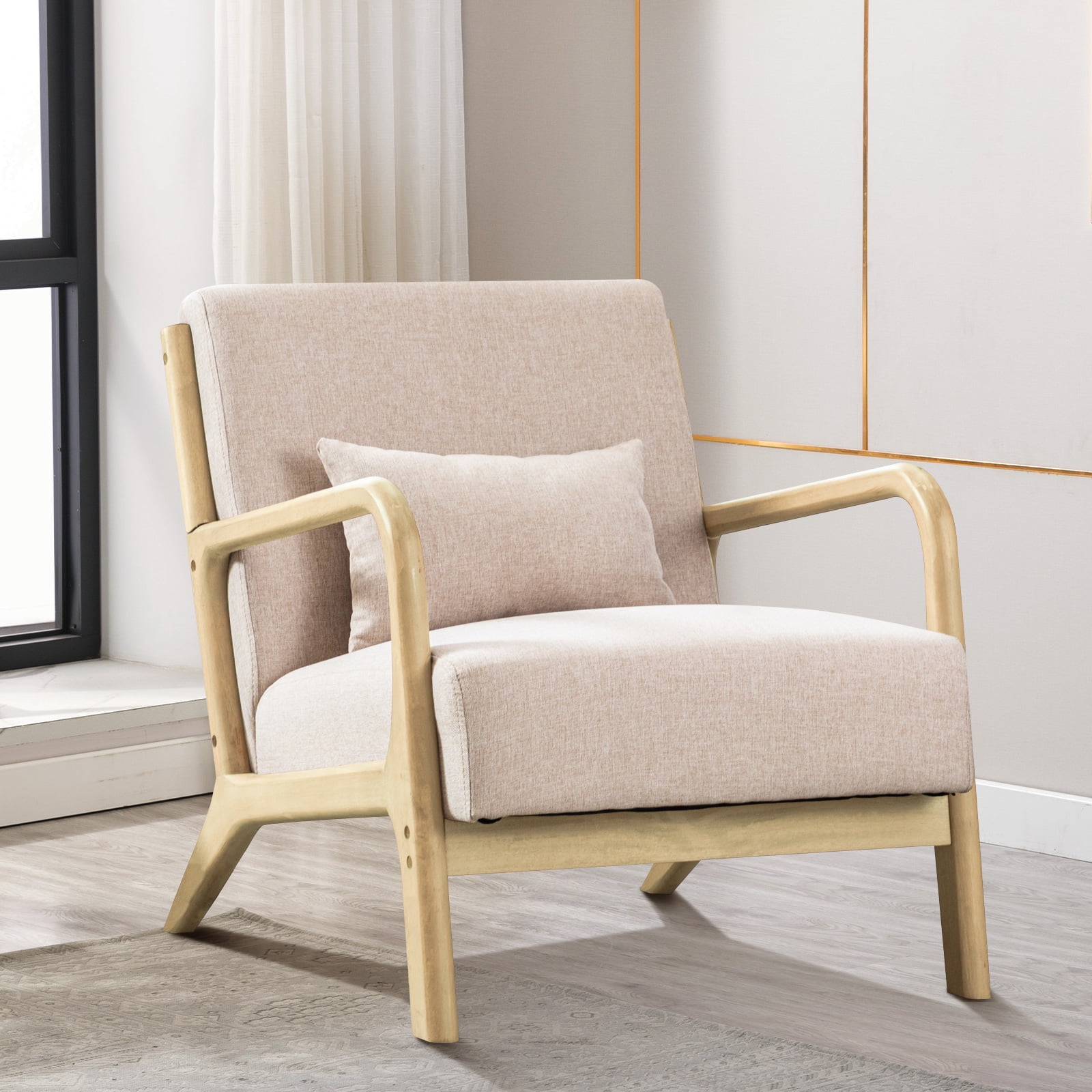 Bonzy Home Mid Century Modern Accent Chair, Beige - Walmart.com