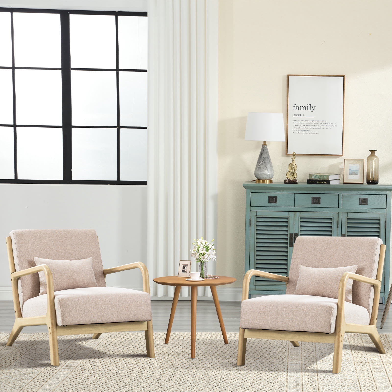 Bonzy Home Mid Century Modern Accent Chair Set of 2 with Pillows ...