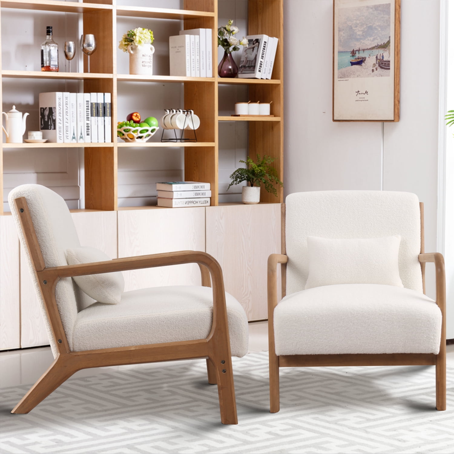 Bonzy Home Mid Century Modern Accent Chair, Set of 2, White - Walmart.com