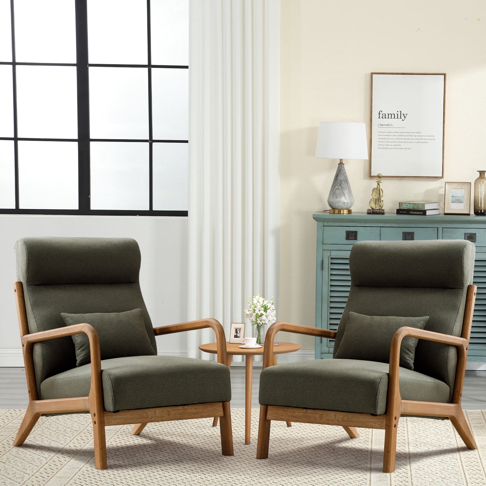 Bonzy Home Modern Accent Chair Set of 2, Living Room Chair with Wood ...