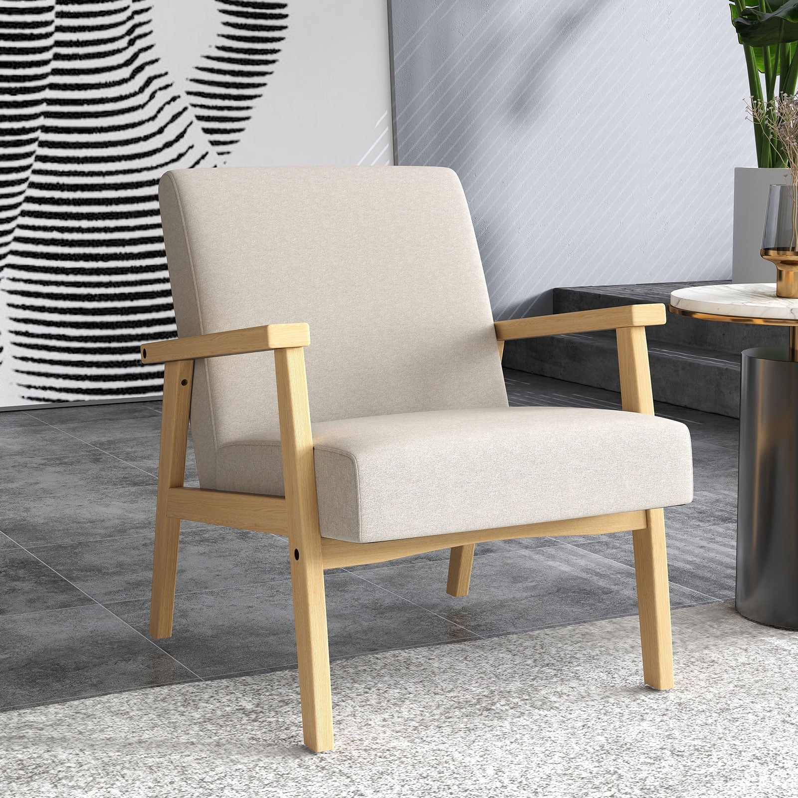 Bonzy Home Modern Accent Chair for Reading, Mid Century Chair Upholstered Armchair for Living ...