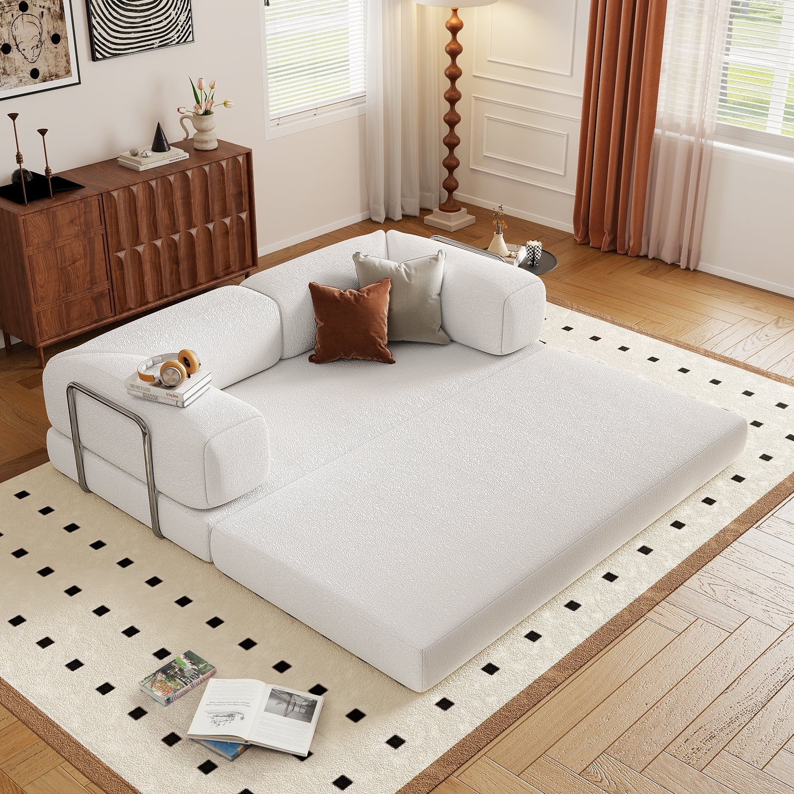 Bonzy Home Modern Corduroy Convertible Sleeper Sofa Bed, Modular Floor ...