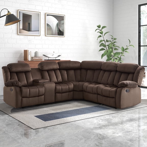 Bonzy Home Manual Dual Reclining Loveseat Sofa with Center Console ...