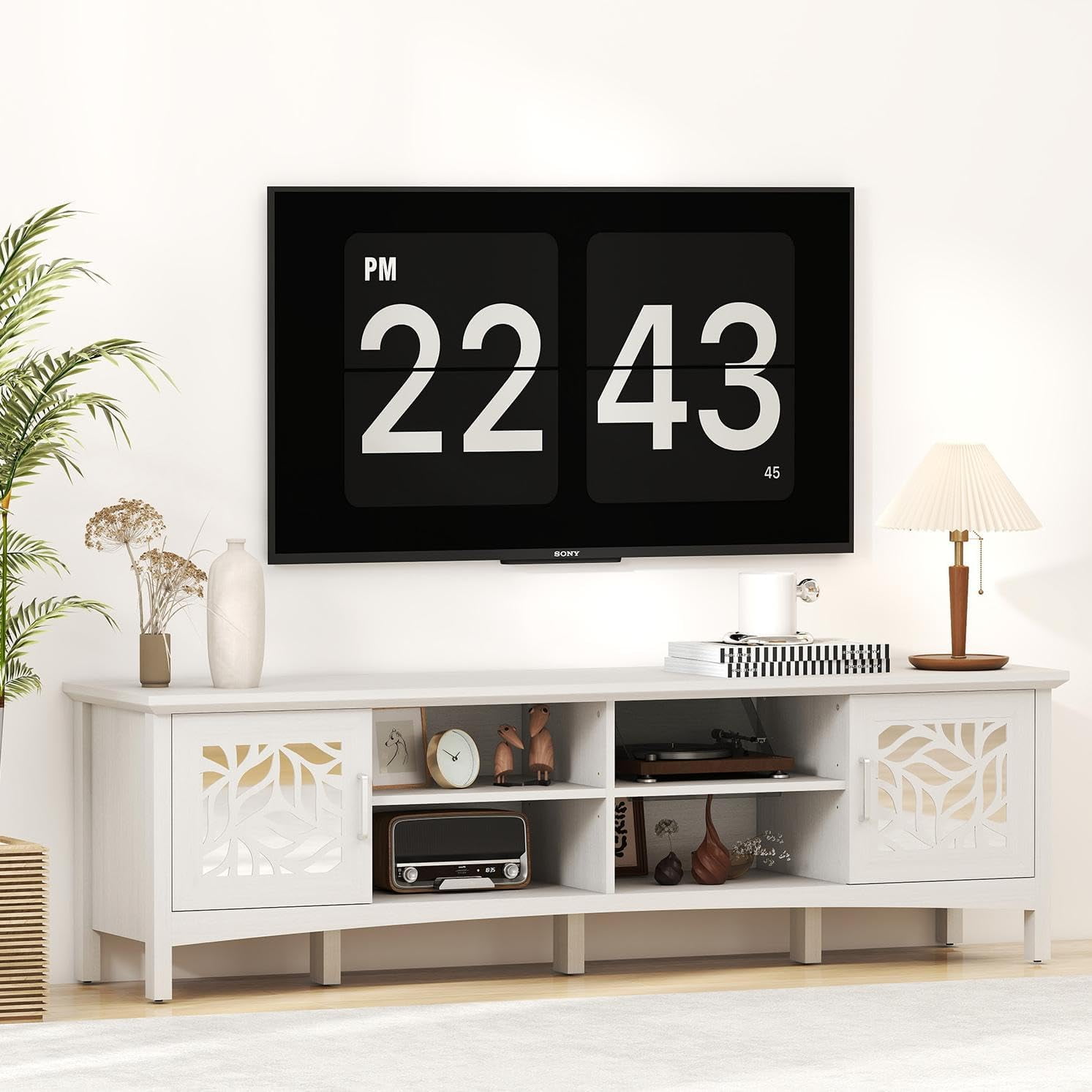 Bonzy Home Modern TV Stand for 70 Inch TV, Entertainment Center with ...