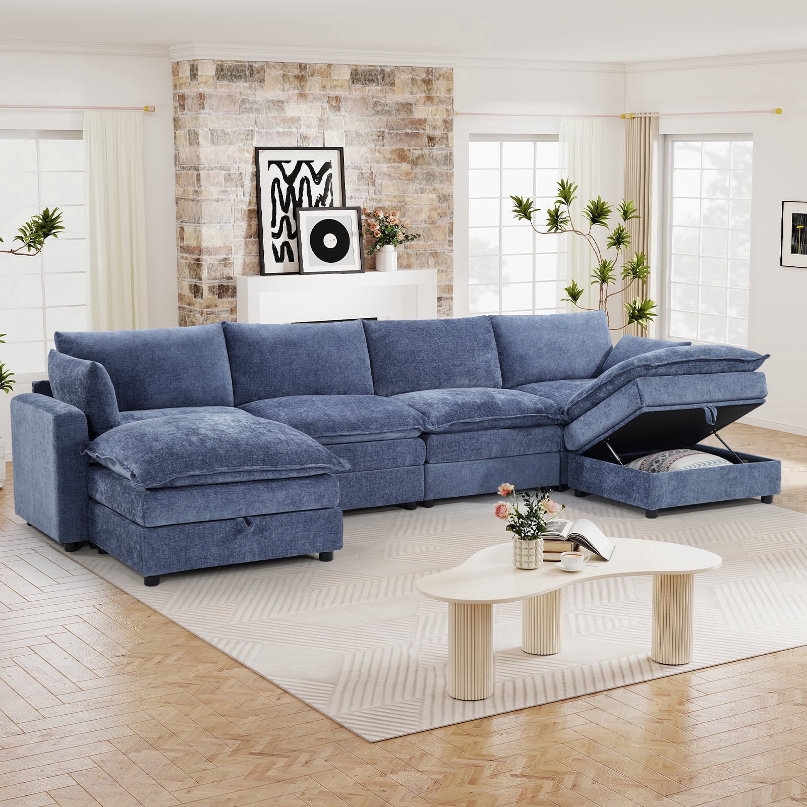Bonzy Home Modular Sectional Sofa Couches for Living Room U-Shaped Sofa ...