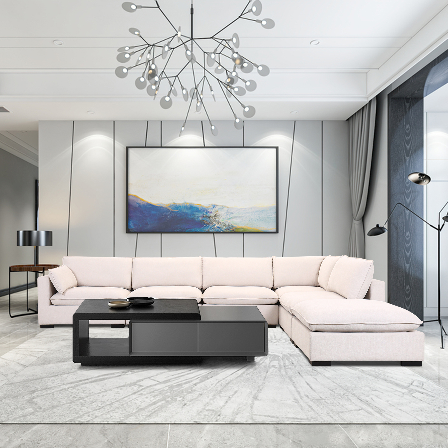 Bonzy Home Modular Sectional Sofa Down Filled Sectional Sofa L Shaped ...