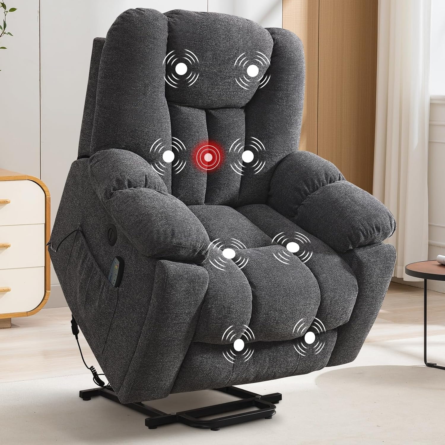 Bonzy Home Large Power Lift Recliner Chair with Heat Massage, USB Ports ...