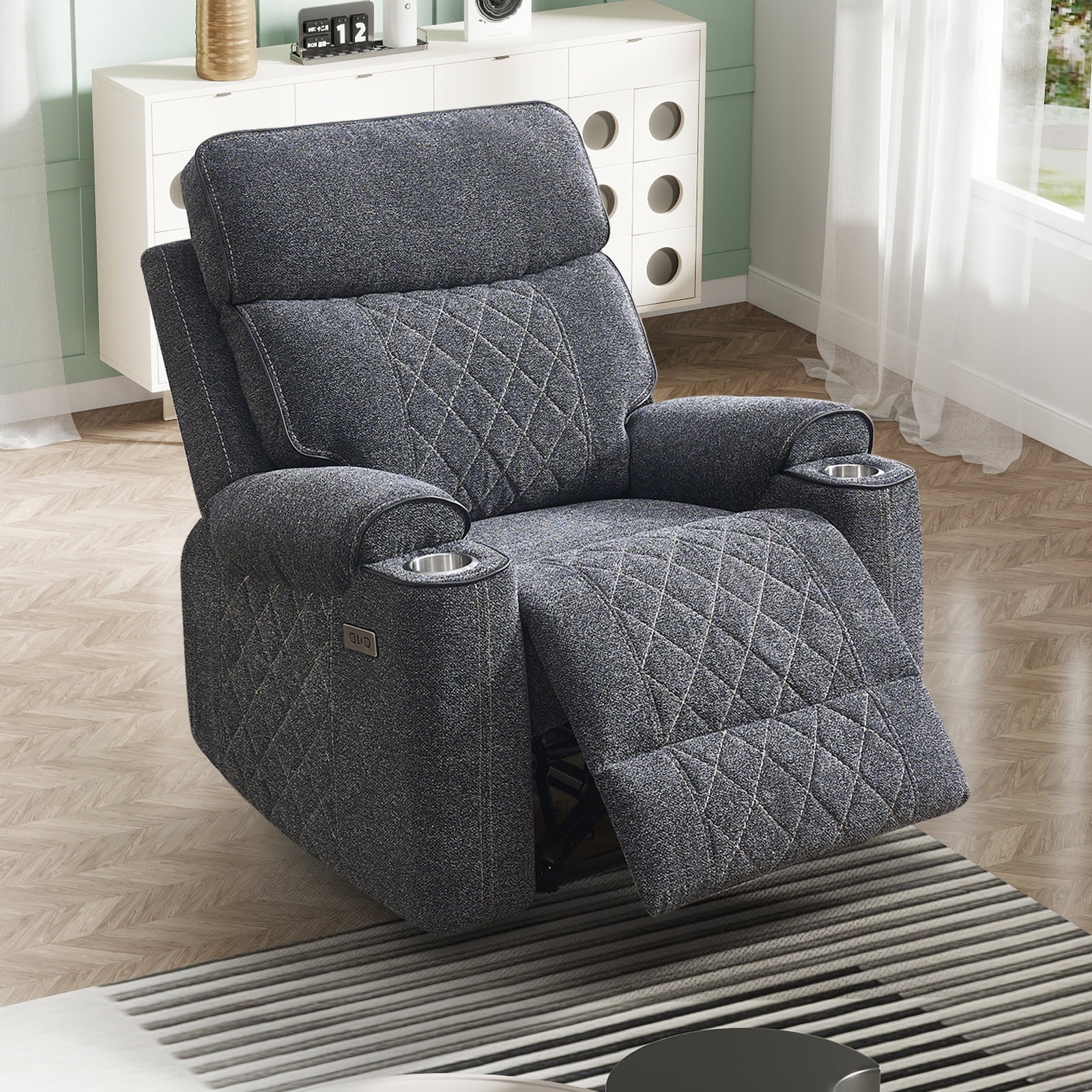 Bonzy Home Power Recliner Chair — Electric Fabric Recliner with Cup ...